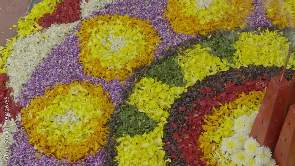 pookalam during Onam festival in Kerala, India flower decoration ...