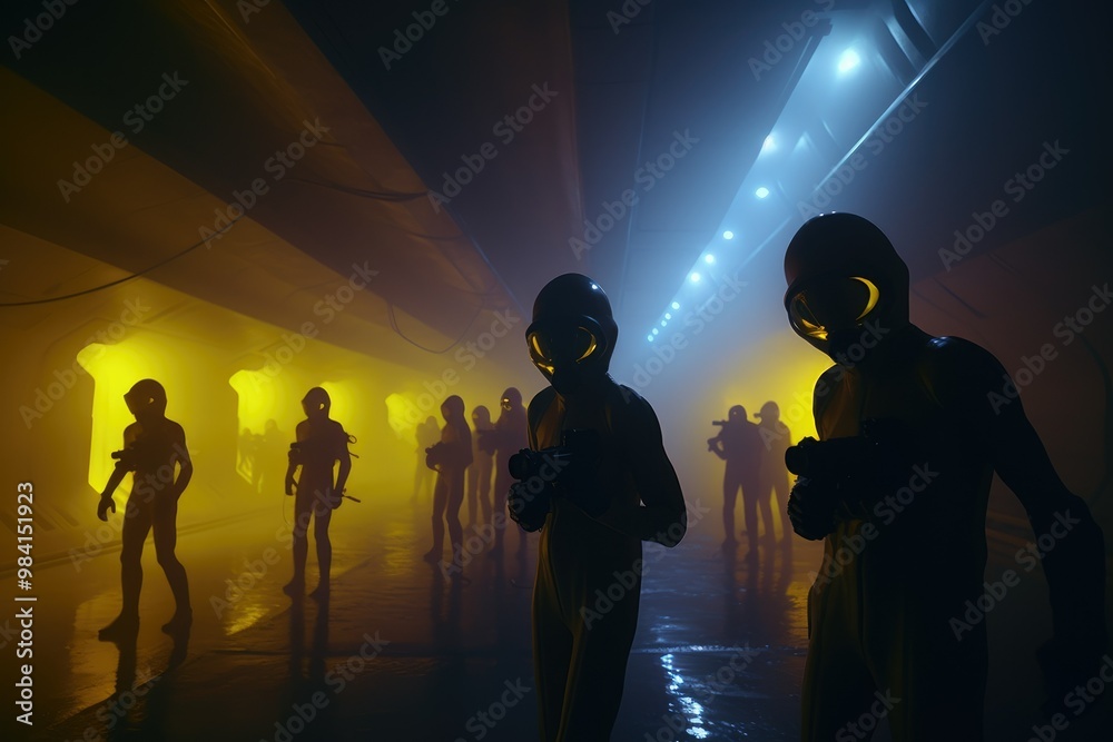 A cinematic still of an alien movie from the 1970s, featuring ...