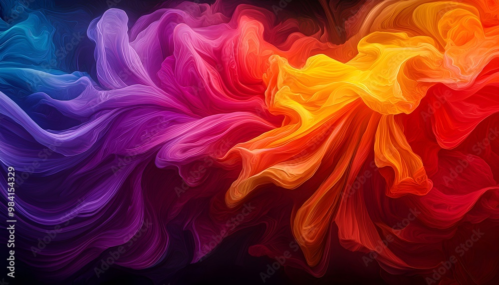 Bold, fluid color streams morphing into fantastical creatures in an ...