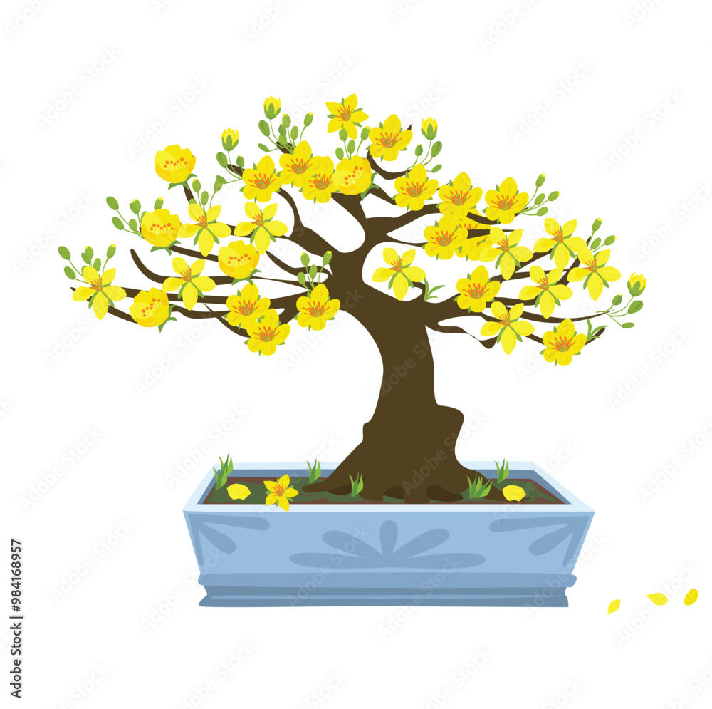 Ochna integerrima vector. Ochna flower tree clip art. Vietnam ...