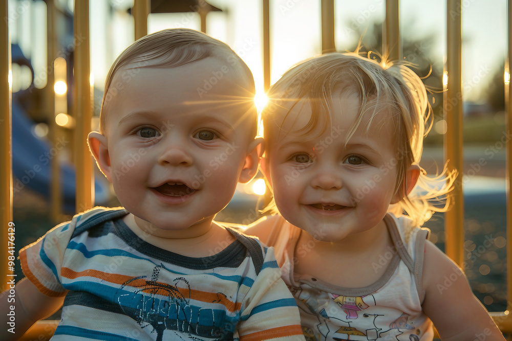 Excited happy children playing outdoors alone with friends mom dad ...