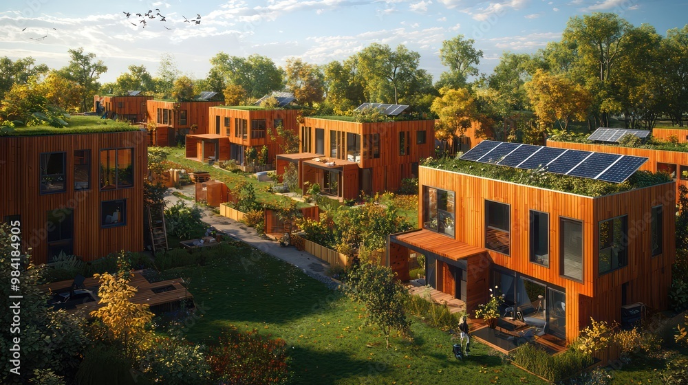 A sustainable housing project with each home featuring a unique wooden ...