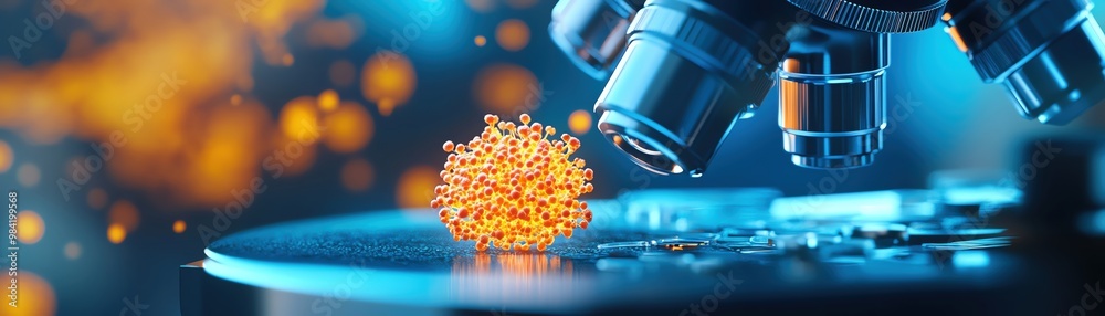 Scientist using a high-tech microscope in a biotechnology lab ...