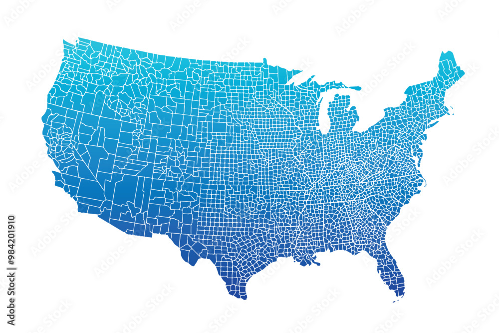 United State of America Vector illustration map with all state.Color ...