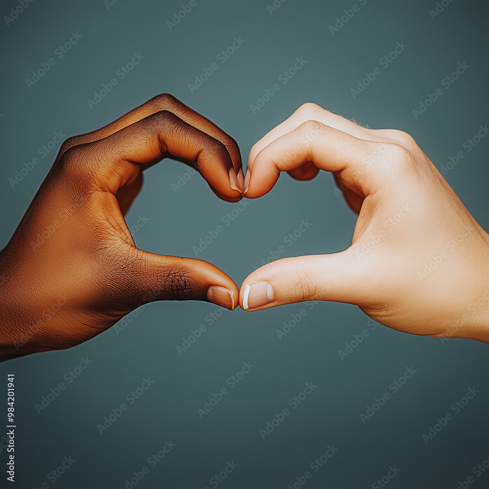 a powerful symbol of unity and love, with two hands from diverse racial ...