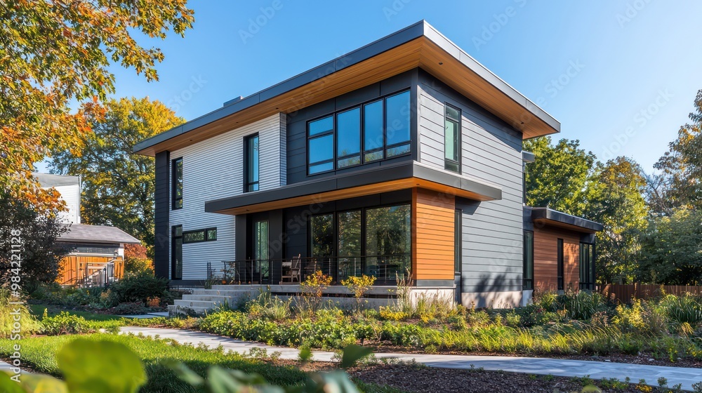 An architecta??s own home with experimental James Hardie siding applications, featuring a mix of ...