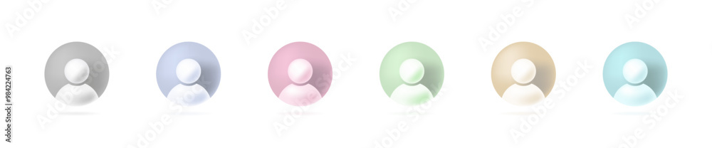 User and avatar profile set icon. 3D simple button. Vector isolated ...