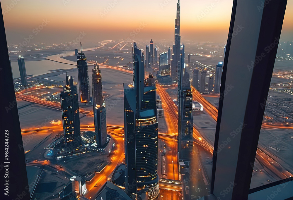 office, short view from the window of a modern office from the top ...