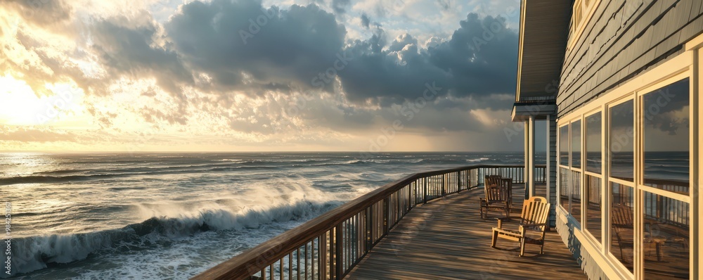 A coastal observation deck with James Hardie siding, designed for storm ...