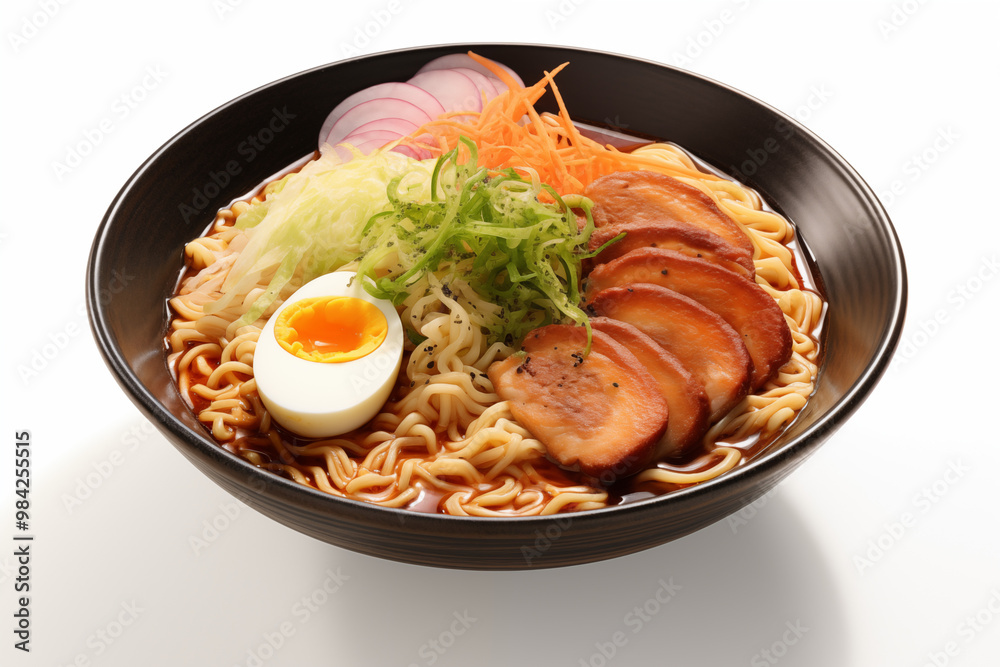 Ramen on white background. Ramen themes. Asian cuisine themes. Asian ...