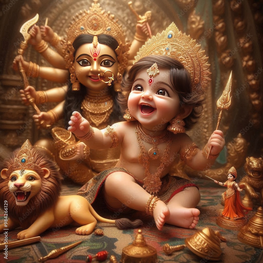 Cute Hindu Lord Maa Durga Baby Style, Navratri Maa Durga Baby Style ...