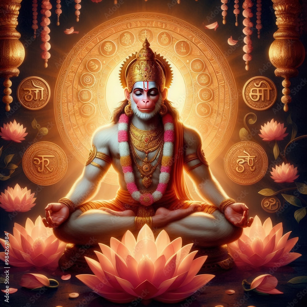 Hanuman Ji Meditation, Hindu Lord Hanuman Ji Chanting Generative AI ...