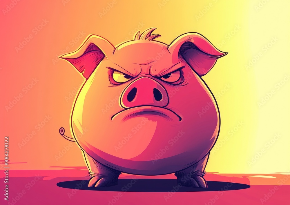 Line art illustration featuring a cold gradient drawing of an angry ...