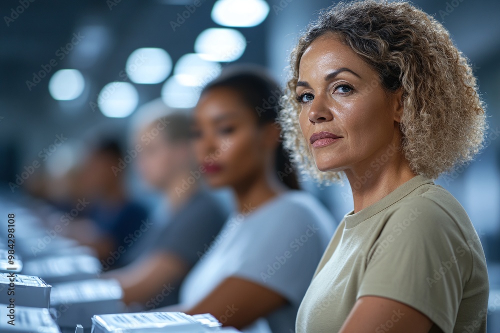 Confident Women Working in a Modern Factory Assembly Line Focused on ...