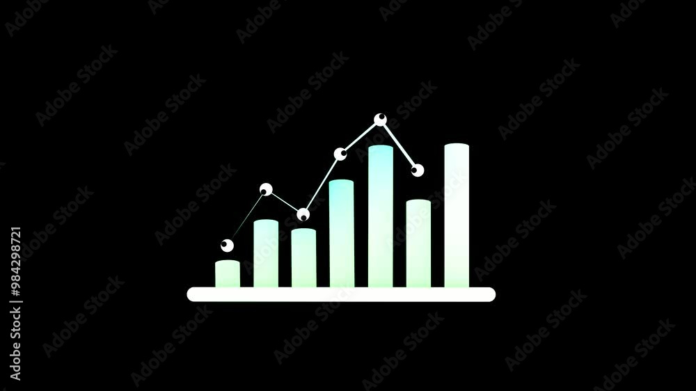 Digital Income Growth Line Graph – Tech Style Chart Showing ...