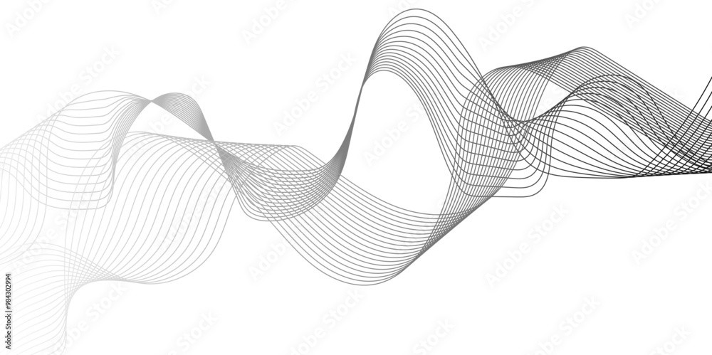 White wave curve lines banner background design. Abstract soft wave lines dynamic flowing gray ...