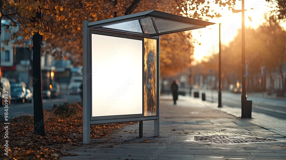 bus shelter at busstop blank white lightbox empty billboard bus shelter ...