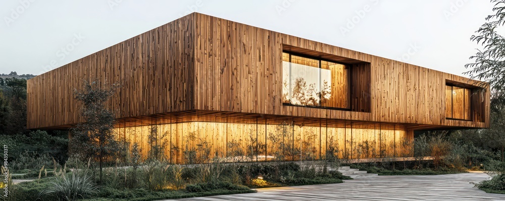 A wooden art museum with an exterior that dynamically adjusts wooden ...
