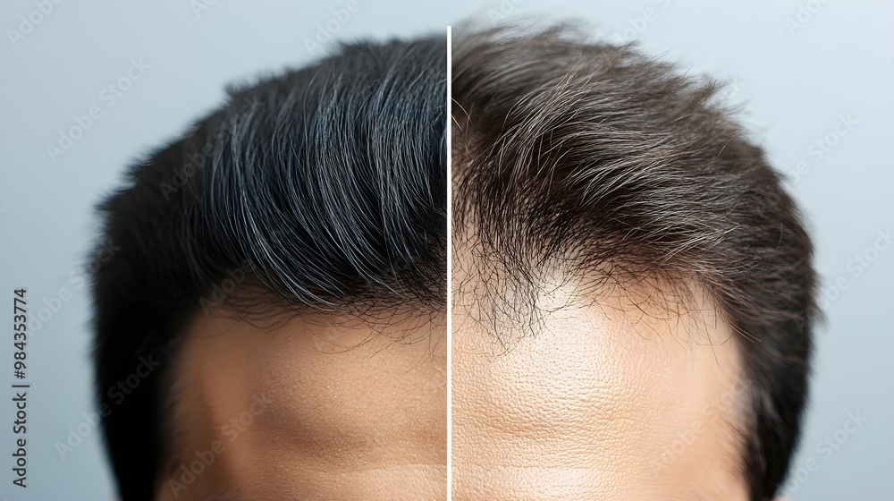 Detailed comparison of a man's hairline, showing the transformation ...