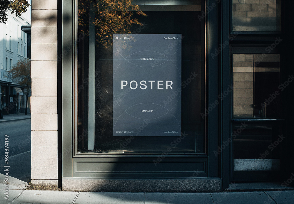 Window Poster Mockup With Generative AI Stock Template | Adobe Stock