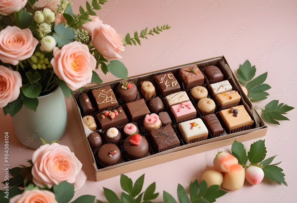 Indulge in tempting display of premium chocolates arranged beautifully ...