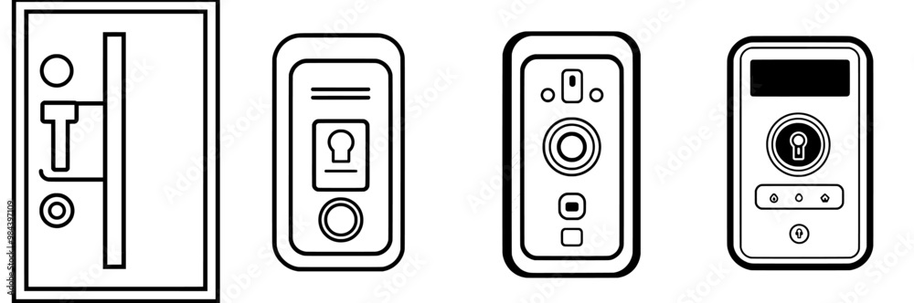 An intercom system with a hand pressing the button in a simple modern icon Stock Vector | Adobe ...
