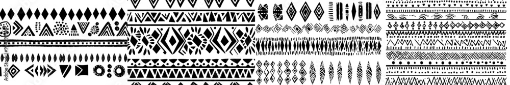 Drawing of a hand drawn border for a fabric pattern in a modern style ...