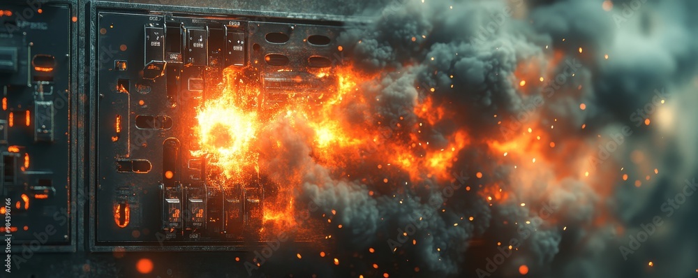 Danger Zone: Illustration of Short Circuit in Overloaded Electrical ...