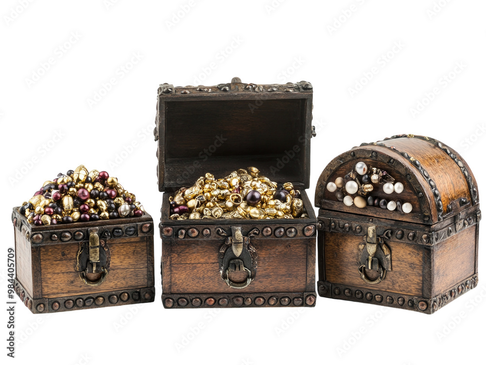 Three treasure chests filled with gold, frankincense, and myrrh ...