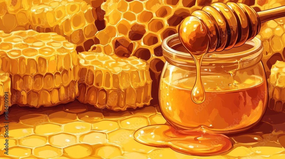 Sweet Honey Harvest - Whimsical 2D Illustration of Honey Production ...