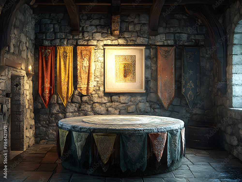 Chamber of Knights: A Glimpse into Medieval Heritage Stock Illustration ...