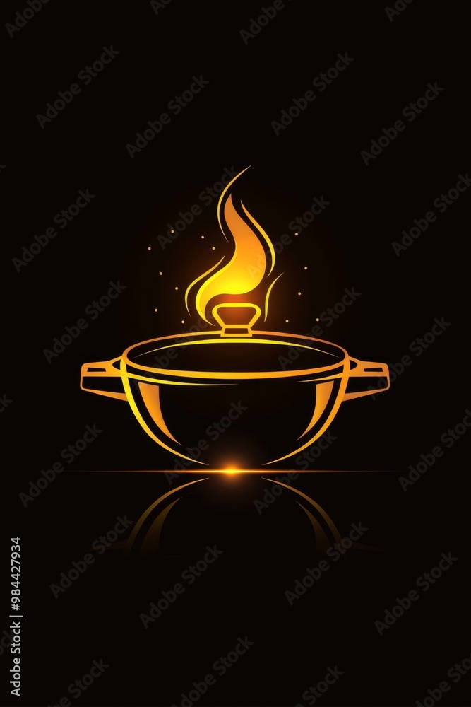 logo design for a home cooking service featuring a golden pot and a hot ...