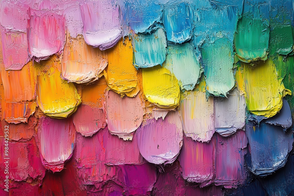 abstract expressionism rich textured oil paint strokes in vibrant hues ...