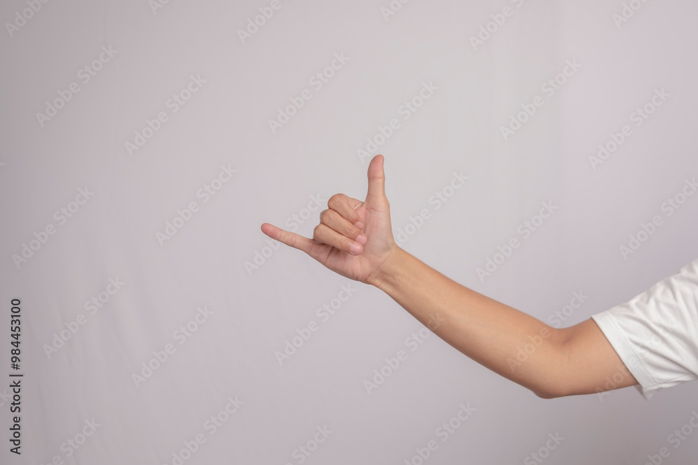 Deaf gesture "Call or telephone" with hands. "Call or telephone ...