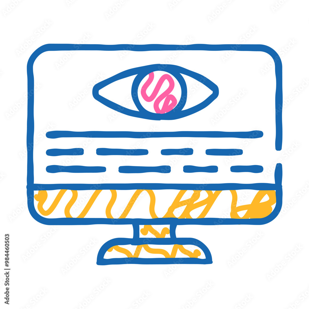 digital observation doodle icon sketch vector. digital observation sign ...