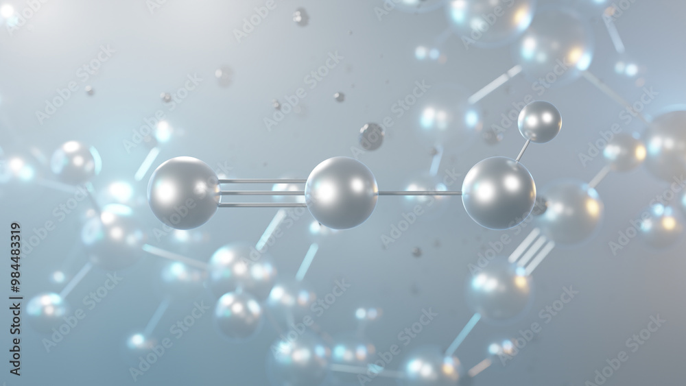 cyanic acid molecular structure, 3d model molecule, one-carbon compound ...