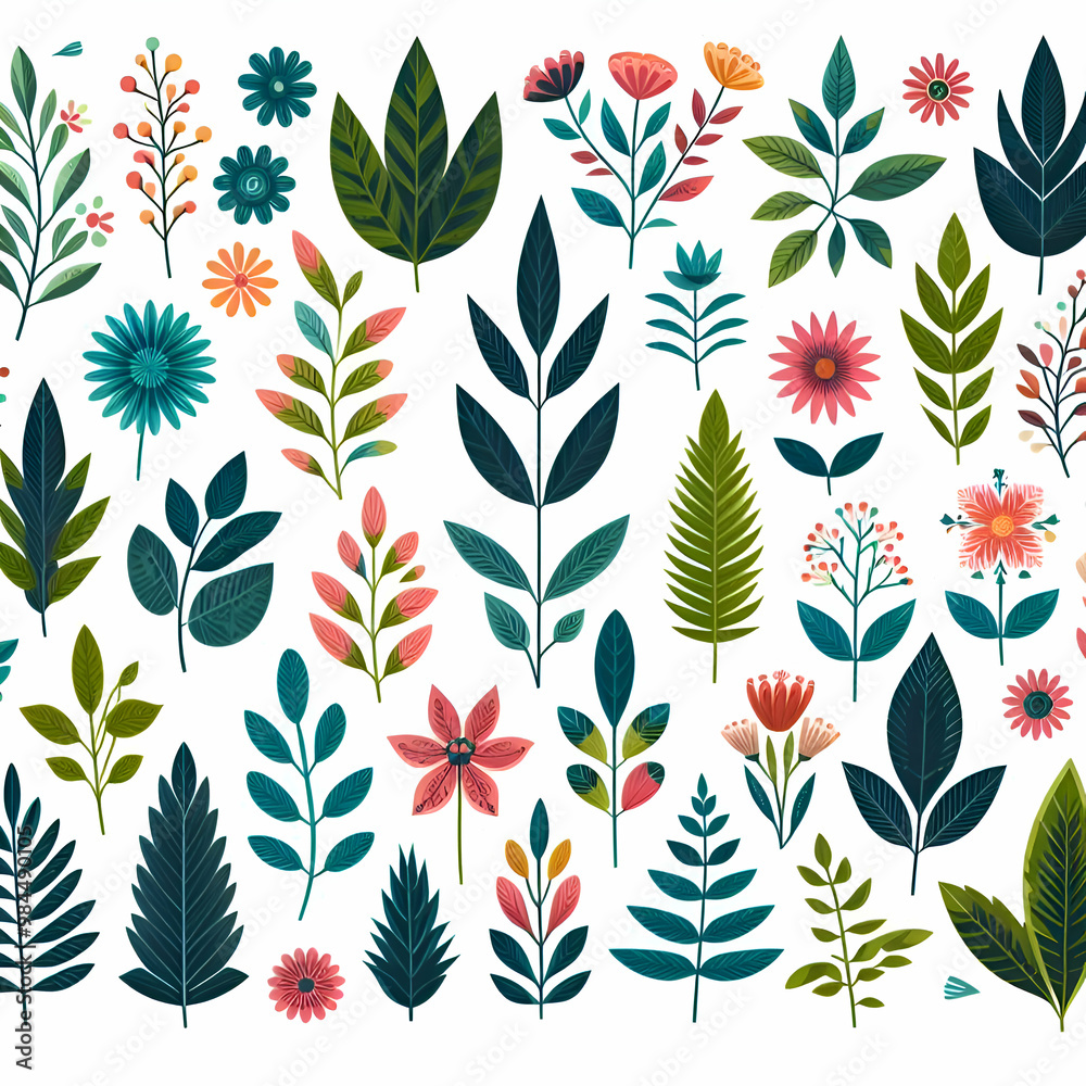 Exquisite Collection of Botanical Illustrations Vibrant Assortment of ...