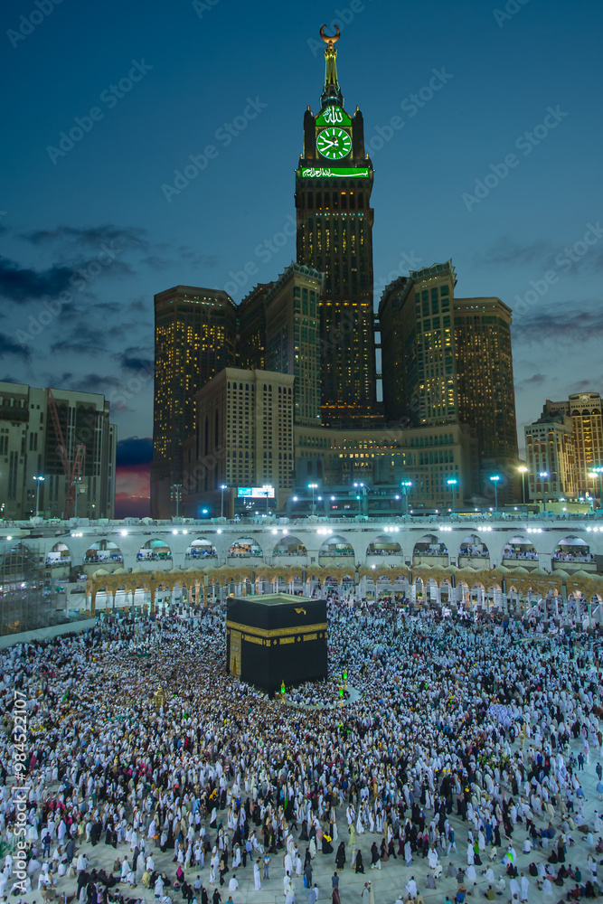 Photo & Art Print ZamZam tower, view of Muslims for prayer and towaf ...