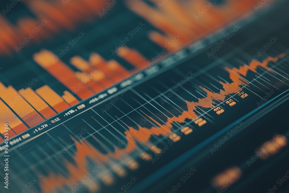 Data visualization of financial trends showcasing vibrant orange and ...