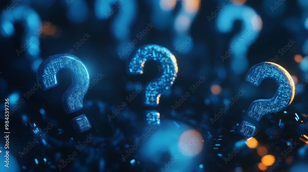 An engaging abstract background showcasing glowing question marks ...