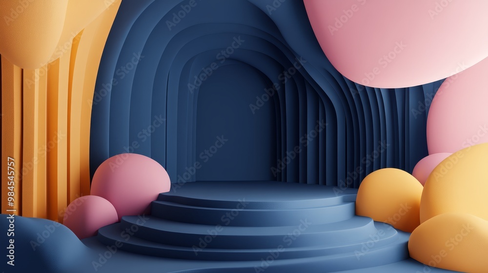 Digital promotional graphic showcasing a stylized 3D environment ...