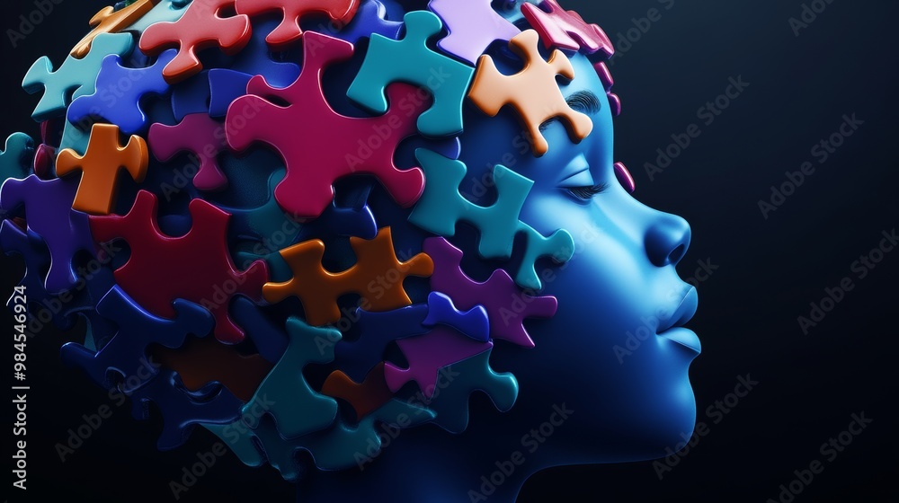 Autism spectrum disorder education concept with 3D puzzle pieces ...