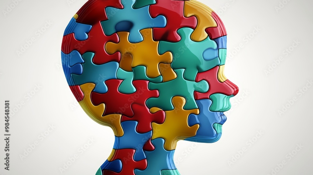 Autism spectrum disorder education concept with 3D puzzle pieces ...