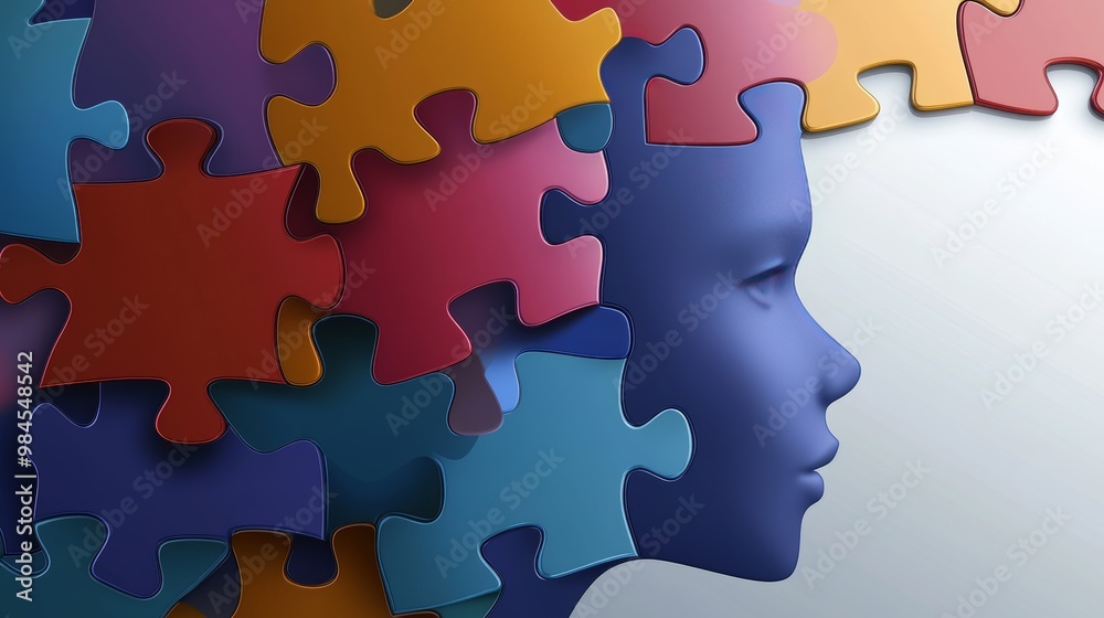 Autism spectrum disorder education concept with 3D puzzle pieces ...