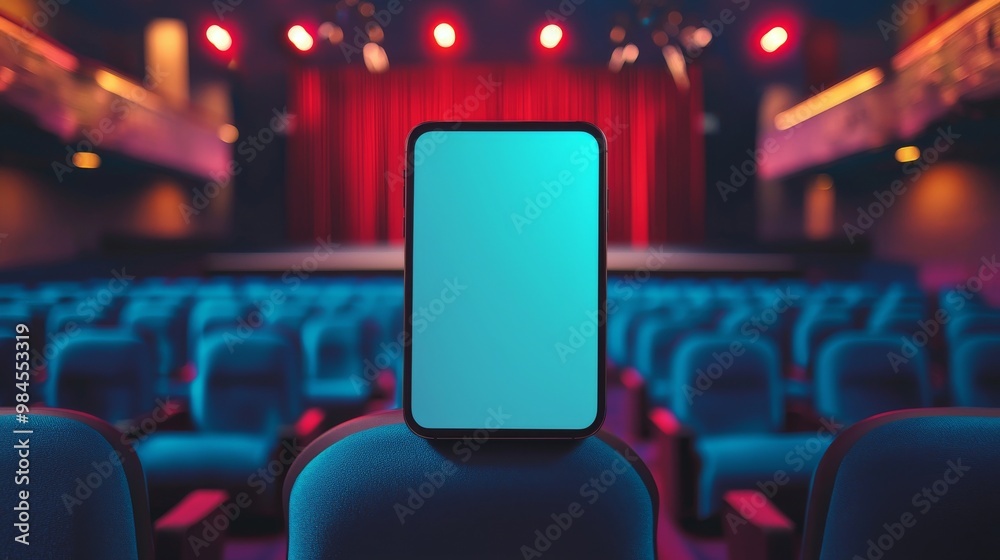 Mockup of a mobile Internet cinema screen opposite a set of chairs ...