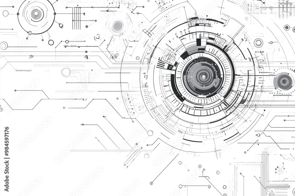 Line art illustration of a modern engineering technology background ...
