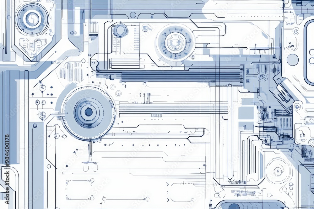 Line art illustration of a modern engineering technology background ...