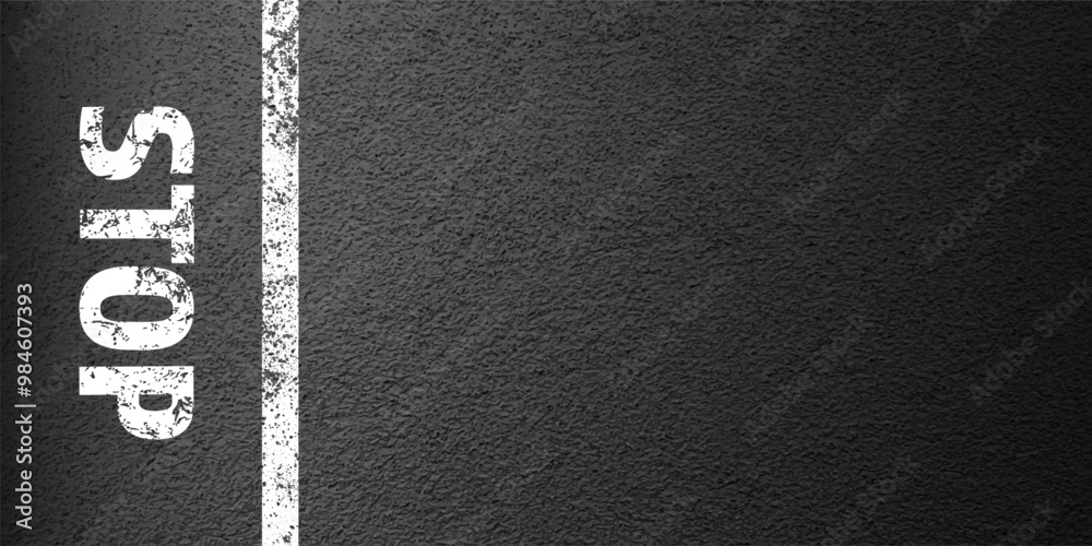 Asphalt road with stop lane marking, concrete highway surface, texture ...