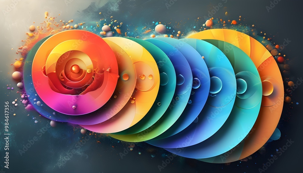 Vibrant Abstract Periodic Table Displaying Elements in a Gradual Color ...