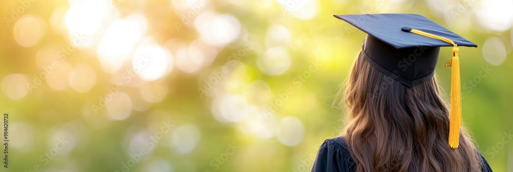 Colourful graduation hats during commencement, congratulating ...